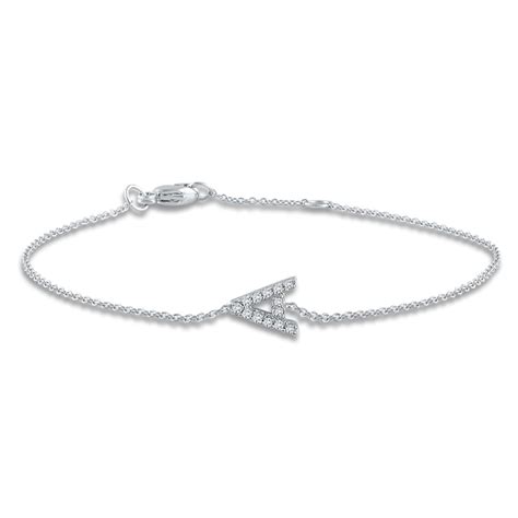Diamond Initial A Bracelet 120 Ct Tw Round 14k White Gold 7 Jared