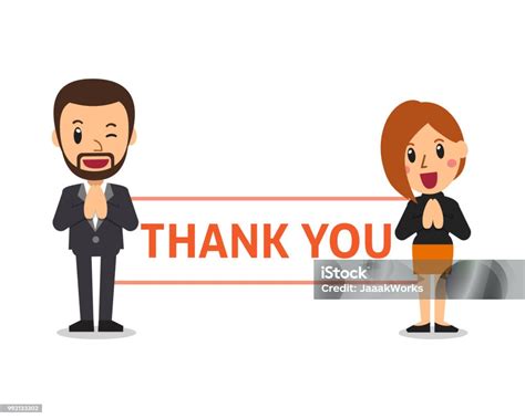 เวกเตอร์การ์ตูนนักธุรกิจถือป้ายขอบคุณ ภาพประกอบสต็อก ดาวน์โหลดรูปภาพตอนนี้ นักธุรกิจ ขอบคุณ