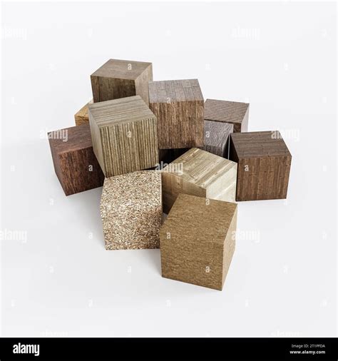 Wooden Sample Cubes Isolated On White Background 3d Illustration Stock