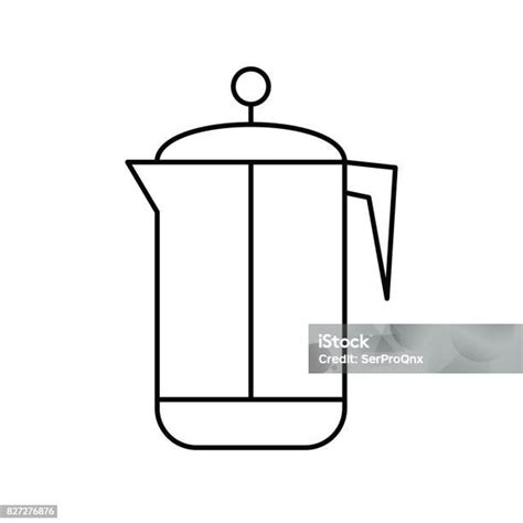 프랑스 언론 냄비 라인 아이콘 벡터 기호 개요 선형 스타일 그림 흰색 절연 심볼 로고 그림입니다 편집 가능한 선입니다 완벽 한 픽셀 0명에 대한 스톡 벡터 아트 및 기타