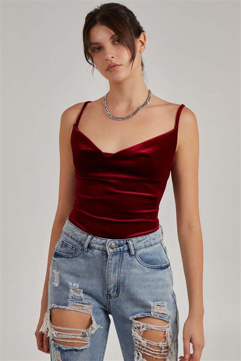 Pink Vanilla Velvet Cowl Neck Bodysuit Debenhams