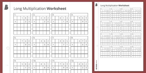 Long Multiplication Practice Digits X Digits Twinkl