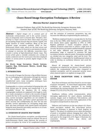 Chaos Based Image Encryption Techniques A Review PDF