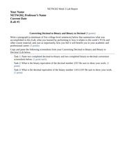 NETW202 W5 Lab Report Template NETW202 Week 5 Lab Report Your Name NETW202 Professors Name