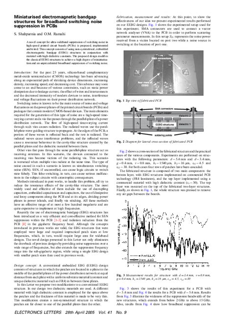 Pdf Miniaturised Electromagnetic Bandgap Structures For Broadband