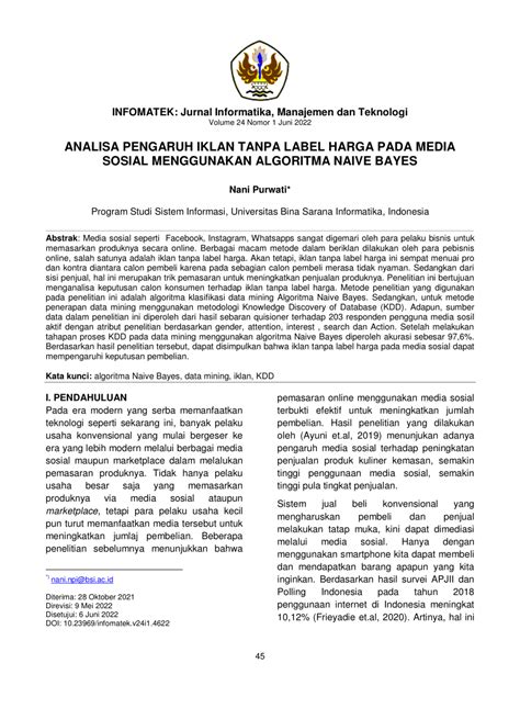 Pdf Analisa Pengaruh Iklan Tanpa Label Harga Pada Media Sosial