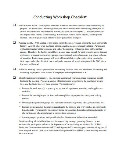 Free 33 Workshop Checklist Samples In Pdf Ms Word