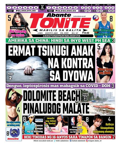 Tonite Front Page Balita Ngayong Agosto