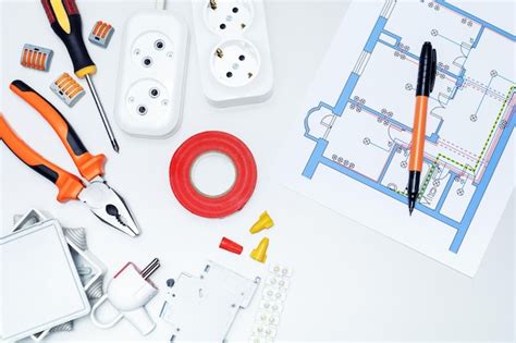 Premium Photo Top View Of Different Electrical Tools Equipments And