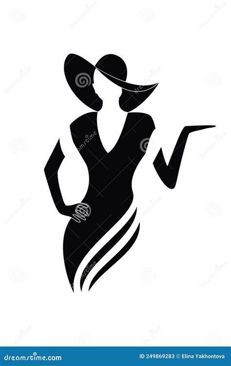Lady In Hat In Vintage Style Beautiful Girl In A Long Dress Black Hand