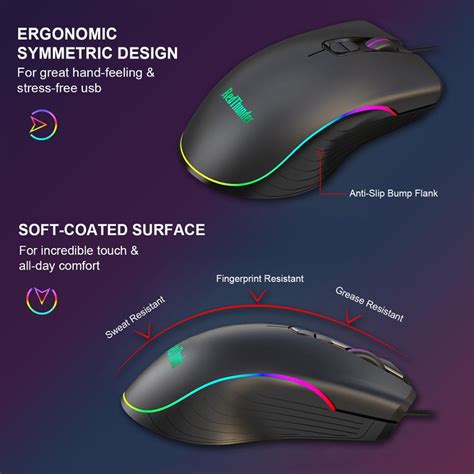 Redthunder Gaming Mouse Wired 7 Programmable Butt Grandado