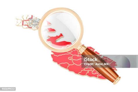 돋보기 분석 개념 3d 렌더링에 고립 된 흰색 배경에서 몰타 0명에 대한 스톡 사진 및 기타 이미지 0명 3차원 형태