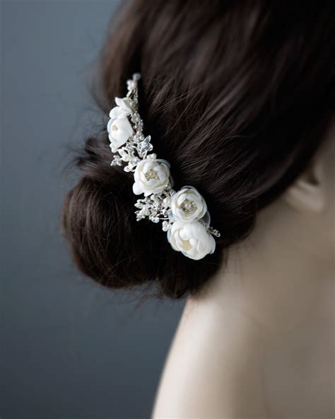 Ivory Flower Tiara Comb Cassandra Lynne