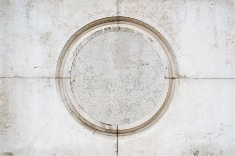 Round Empty Classic Ornamental Frame Signboard Plaque On White Marble