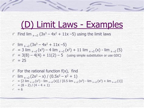 Ppt A2 Determining Limits Using Limit Laws And Algebra Powerpoint Presentation Id796868