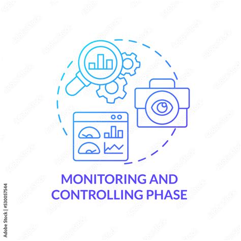 Monitoring And Controlling Phase Blue Gradient Concept Icon Reviewing Progress Project