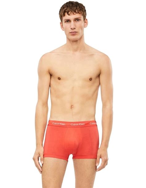 Calvin Klein Low Rise Cotton Stretch Trunks 3 Pack In Rhone Myer