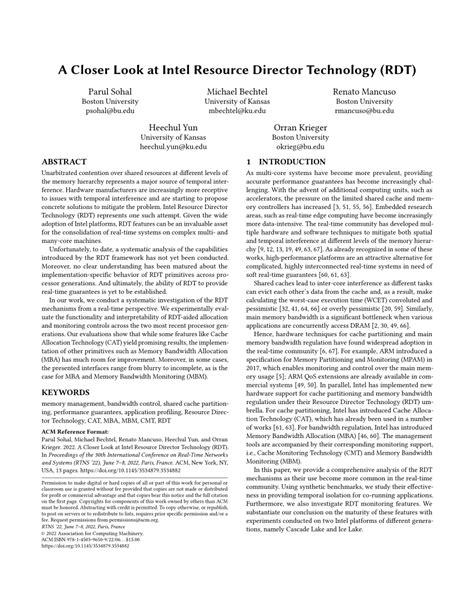 Pdf A Closer Look At Intel Resource Director Technology Rdt