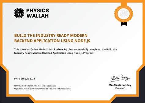 nodejs backenddevelopment industryready physicswallah design share… roshan raj