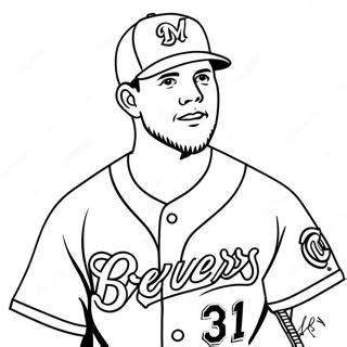 Milwaukee Brewers Baseball Player Coloring Page 36473 29330