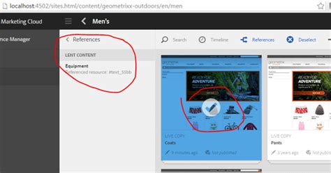 AEM 6 1 Reference Component References Are Not Showing Up In Classic UI