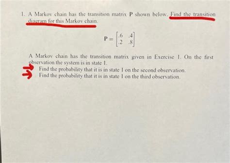 Solved A Markov Chain Has The Transition Matrix P Shown Chegg