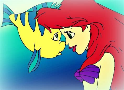 How To Draw Ariel And Flounder