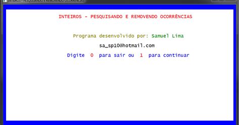 Samuel Lima Programador Cc Inteiros Pesquisando E Removendo