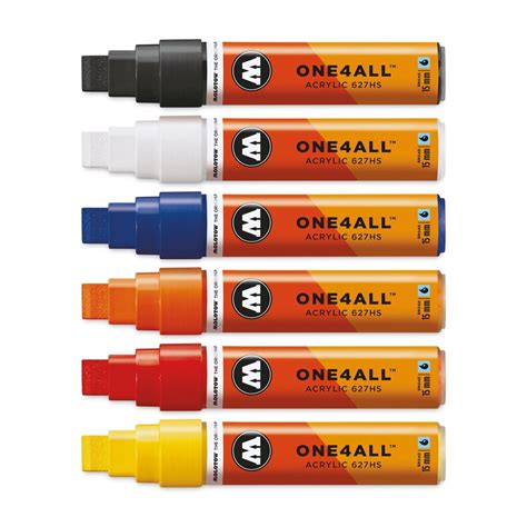 Molotow One4All Acrylic Markers Assorted Colors 15 Mm Set Of 6