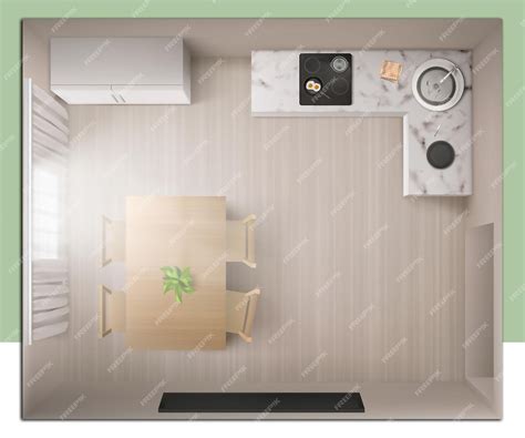 Premium Vector Realistic Kitchen Interior In Top View