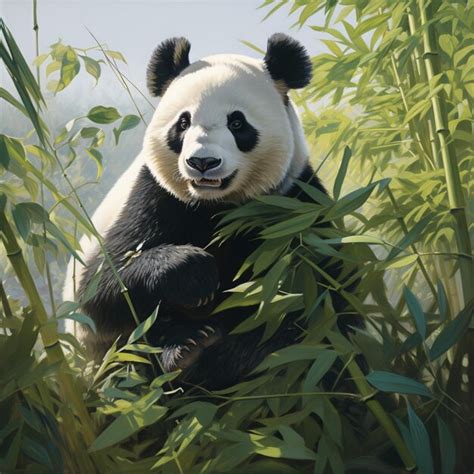 Premium Photo Colorful Giant Panda Sitting In The Forest Ai Generated Art