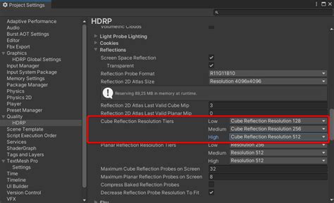 set custom reflectioon resolution r unity3d