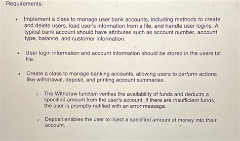 solved your task is to develop a bank management system in