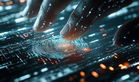 Fingerprint Recognition Security Concept Abstract Digital Futuristic Background Stock