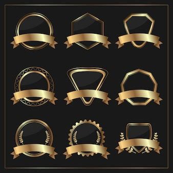 Premium Vector Gold Badge Set