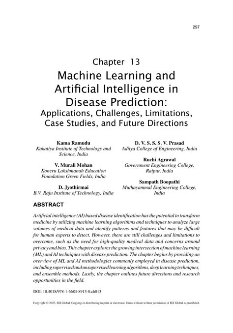 Pdf Machine Learning And Artificial Intelligence In Disease Prediction Applications