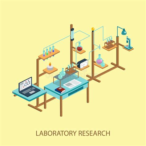 Laboratory Research Chemical Isometric Style Design Vector Illus Stock