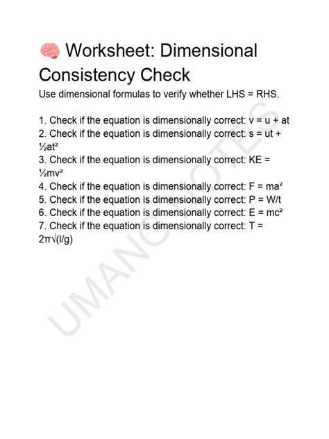 Worksheet Dimensional Consistency Check Practice Pdf