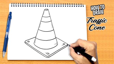 How To Draw A Traffic Cone Traffic Cone Drawing On Lined Paper Stock