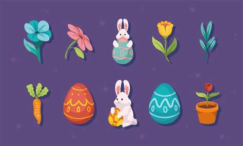 Free Vector Set Icons Of Easter