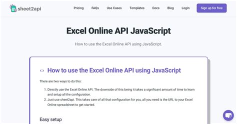 Excel Online Api Javascript 2025 Sheet2api