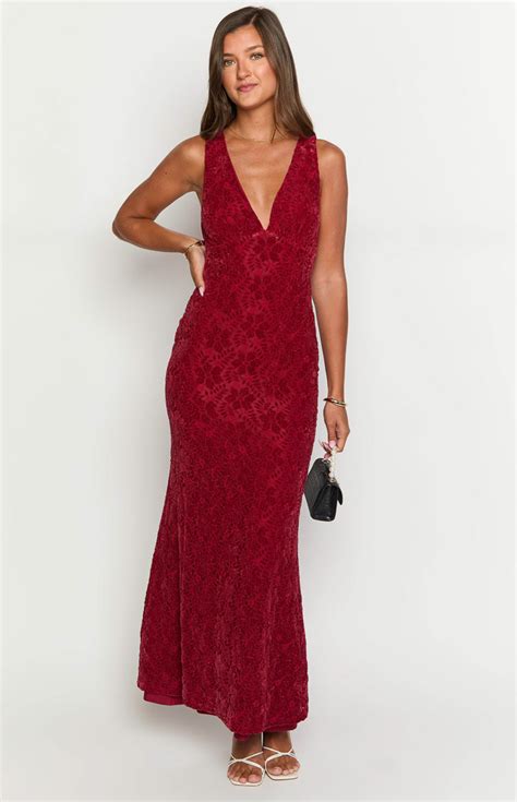 Farida Red Lace Maxi Dress Beginning Boutique Us
