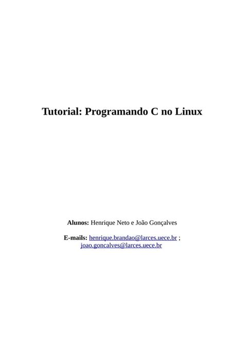 Tutorial Programando C No Linux Pdf