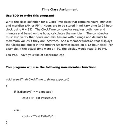 Solved Time Class Assignment Use Tdd To Write This Program