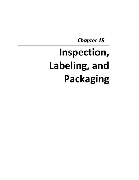 Pdf Chapter 15 Inspection Labeling And Packagingbiomanufacturing
