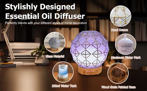Glass Essential Oil Diffusers 100ml Ultrasonic Aromatherapy Diffuser Handmade Cool