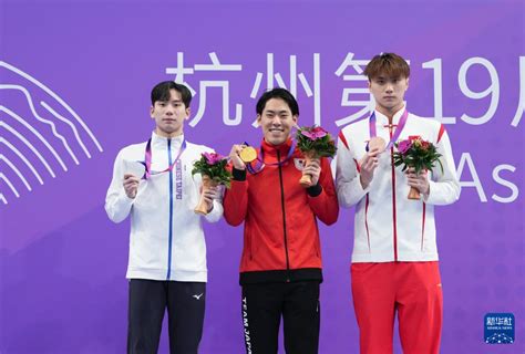 競泳男子200mバタフライ、日本が大会新記録 杭州アジア大会