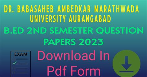 Dr Babasaheb Ambedkar Marathwada University Aurangabad Bed 2nd