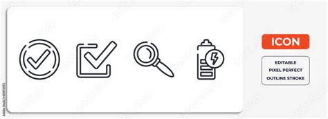 set of user interface outline icons thin line icons included check box