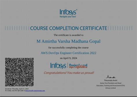 Amirtha Varsha On Linkedin Aws Devops Infosysspringboard